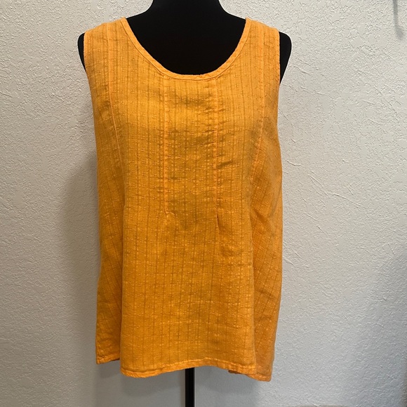Flax | Tops | Flax Orange Linen Sleeveless Tank Top Size Large ...